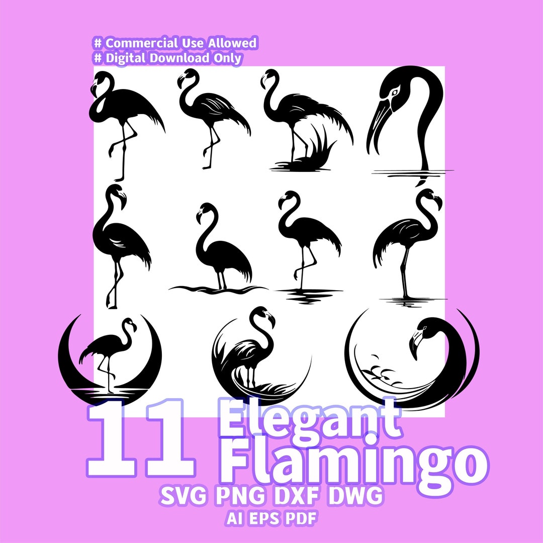 11 Flamingo SVG Clipart Bundle, Commercial Use (digital Download) - Etsy