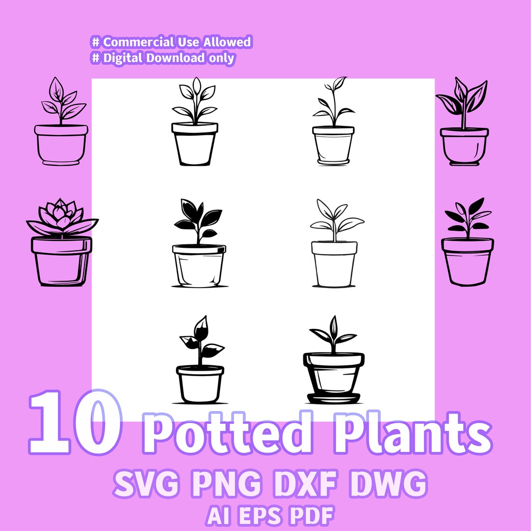 10 Potted Plants Bundle SVG, Nature Svg, Pretty Svg, Nature Svg,cut ...
