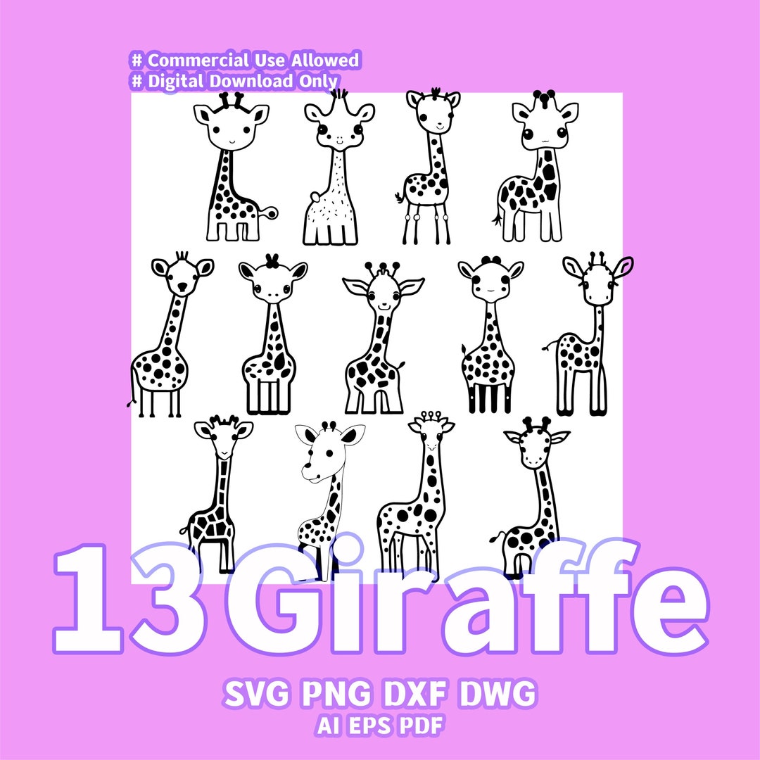 13 Giraffe Bundle SVG, Safari Lover Svg, Zoo Animals Svg, Pet Svg, Cut ...