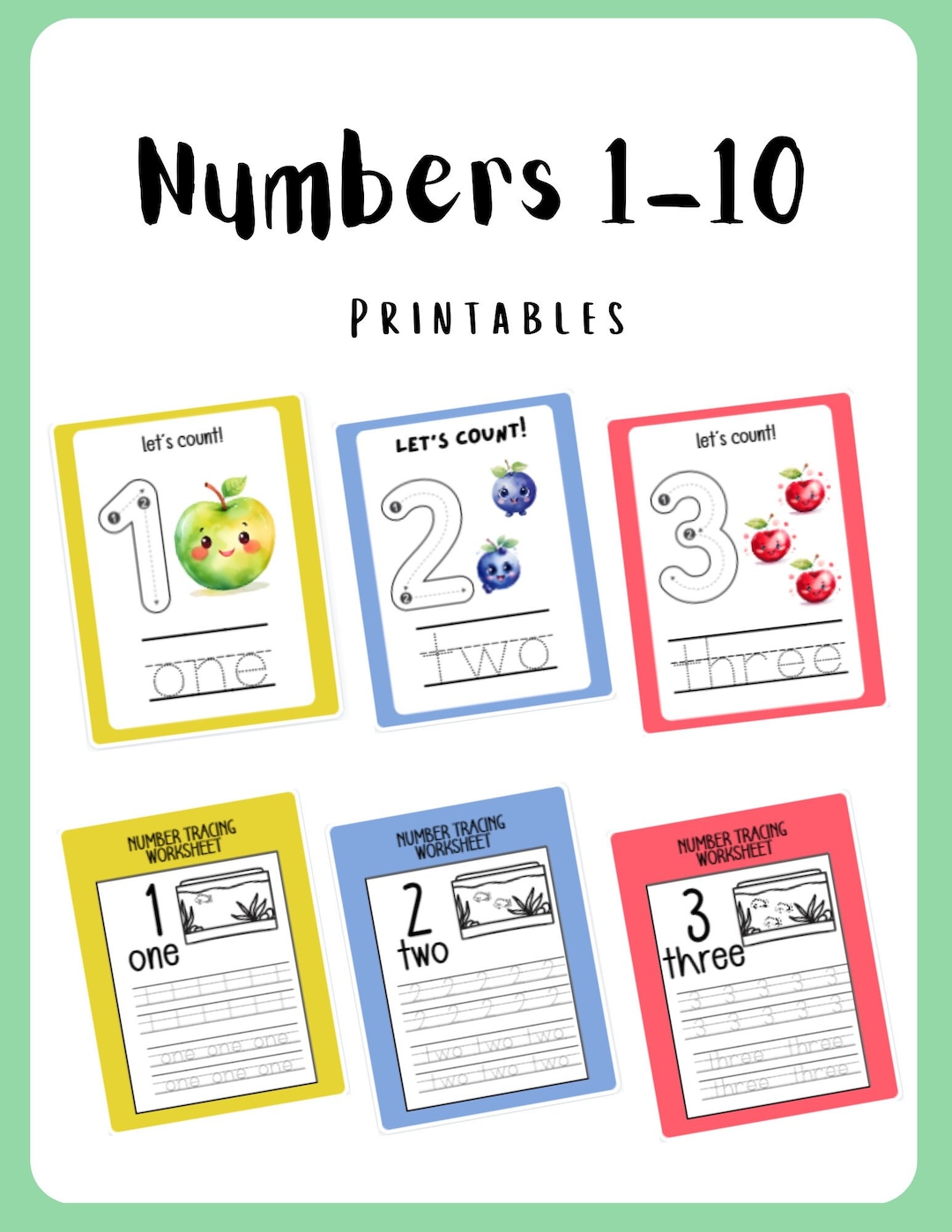 Numbers 1-10 Printable Worksheets - Etsy