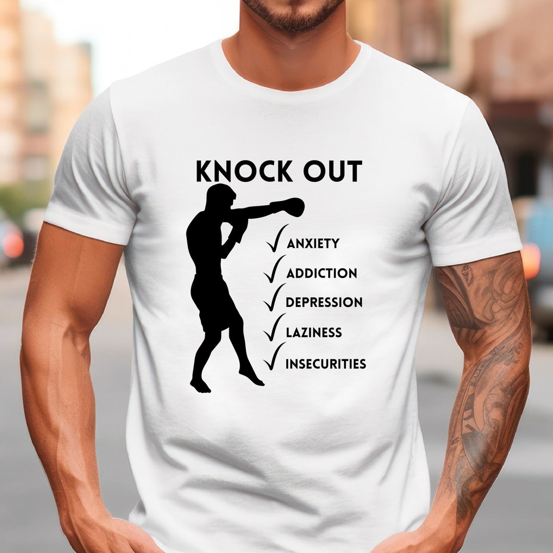 Ring Ready Black Outline Boxing and Athletic Apparel Knock Out Anxiety ...