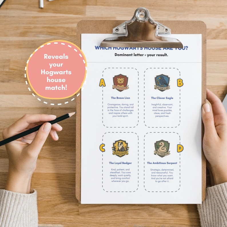 Hogwarts House Sorting Quiz | Printable Magic School Game | Group ...