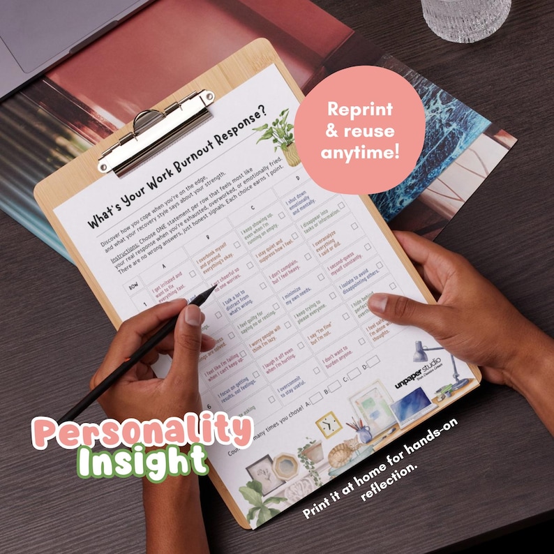 Work Burnout Response Quiz | Printable Personality Test | Mental Health ...
