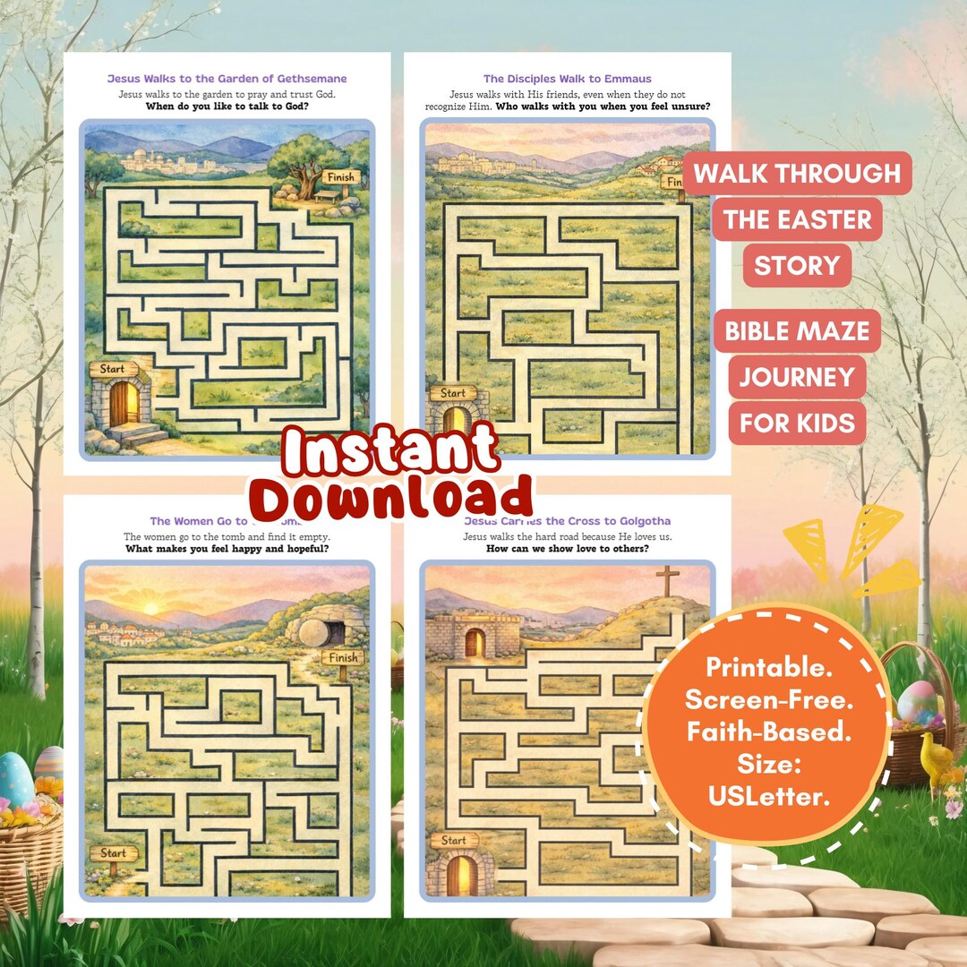 Easter Bible Maze Game for Kids | Faith Based Activity, Christian ...