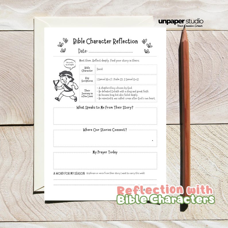 David Bible Character Reflection Page – Printable Christian Journal ...