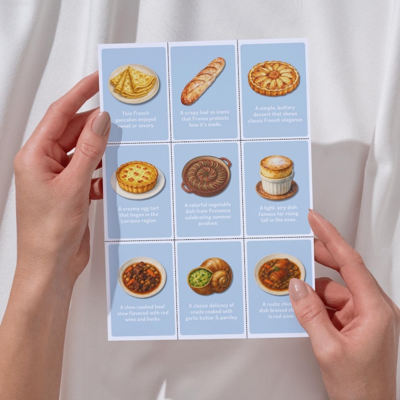 French Food Scavenger Hunt Printable | Indoor Printable Game Activity ...
