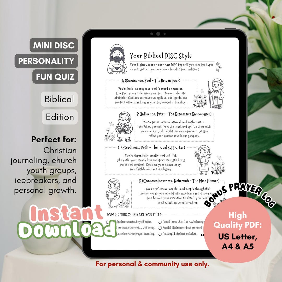 DISC Bible Personality Quiz: Christian Self-discovery Journal (digital ...
