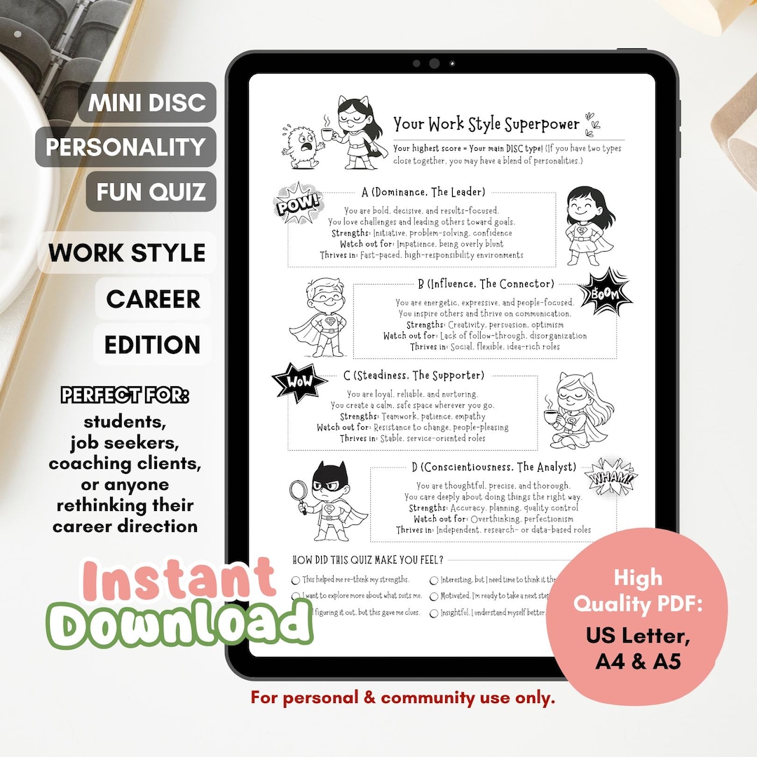 Printable DISC Career Quiz: Team Building Personality Test (digital ...