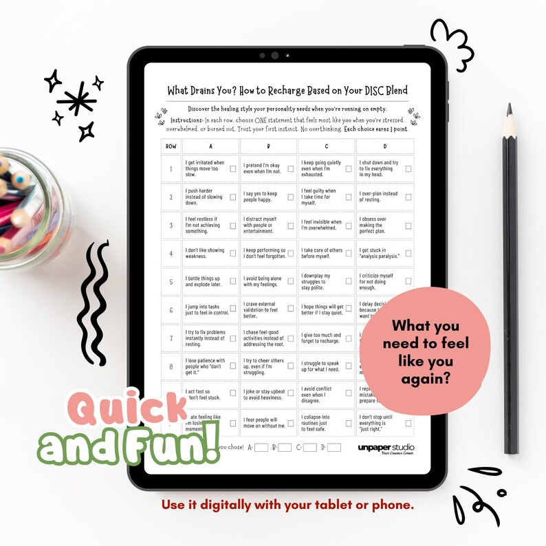 DISC Personality Reset Quiz: Printable Self-reflection & Recharge Guide ...