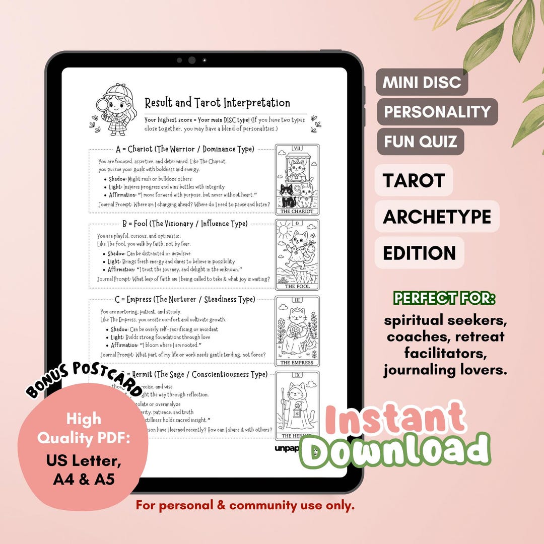 Tarot Personality Quiz: DISC Archetype, Self-discovery (digital ...