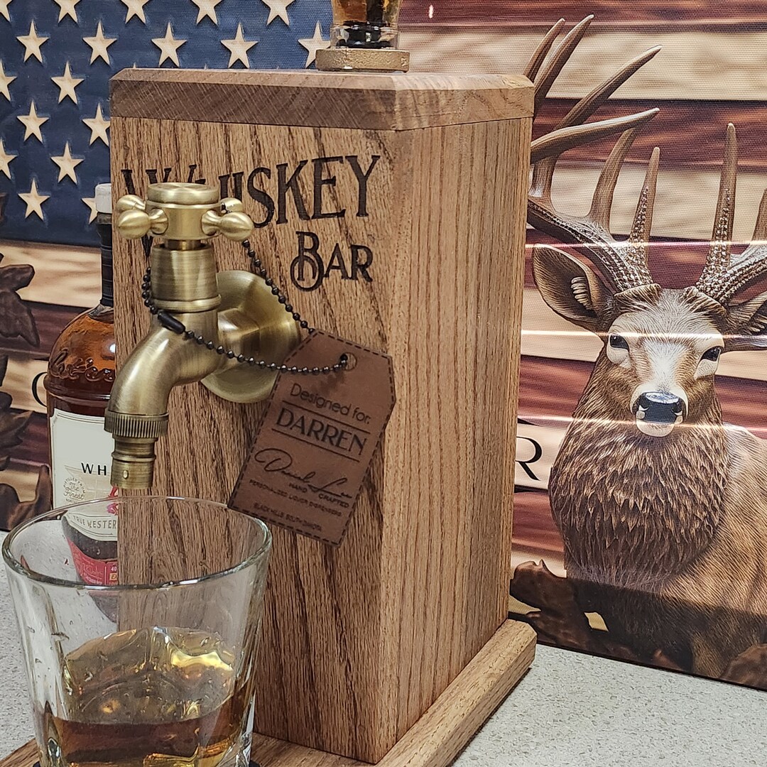 Oak Personalized Engraved Wooden Liquor Dispenser, Bar, Home Bar, Pub ...