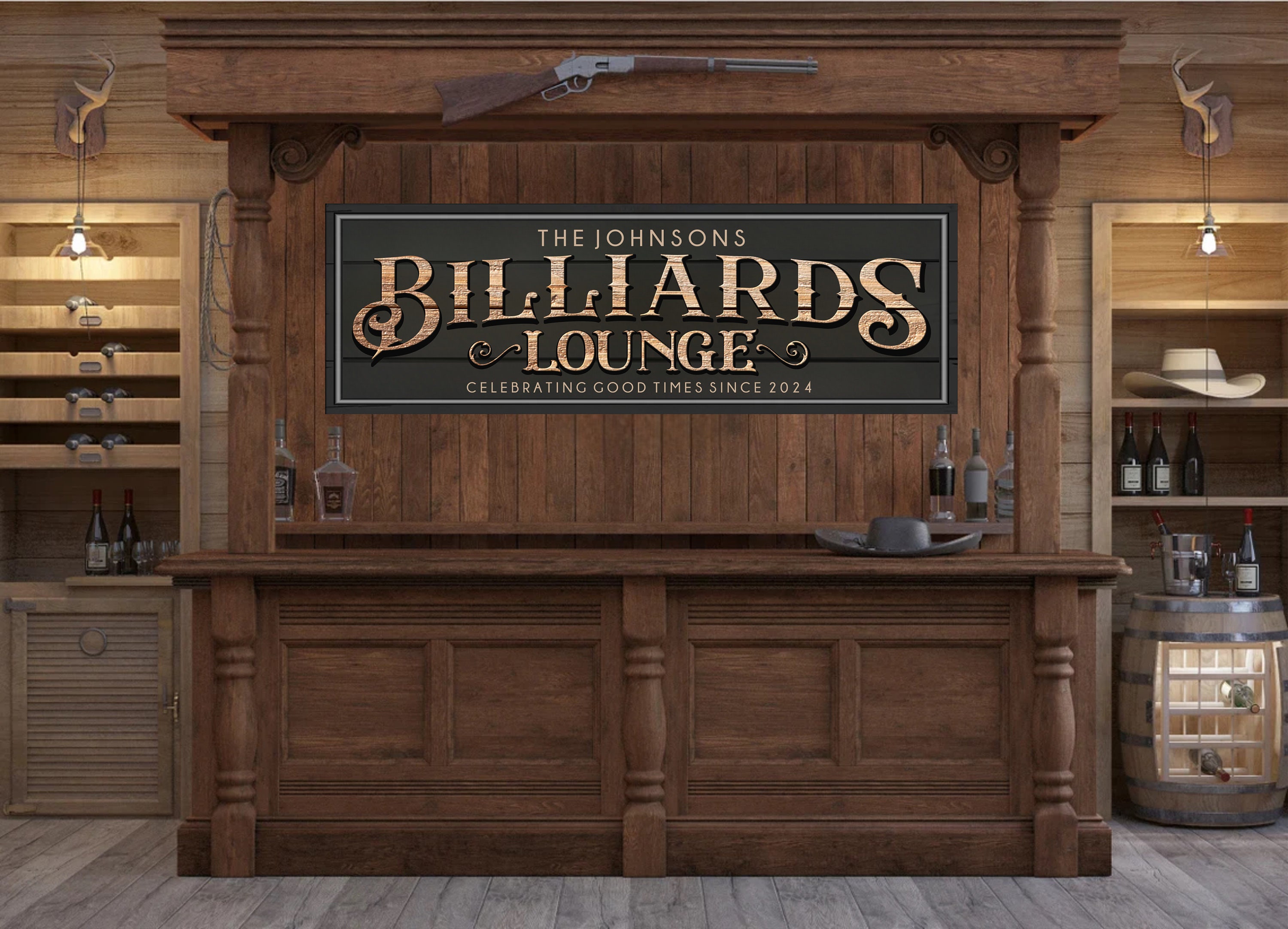 Personalized Billiards Sign Modern Farmhouse Wall Decor Last Name, Pool ...