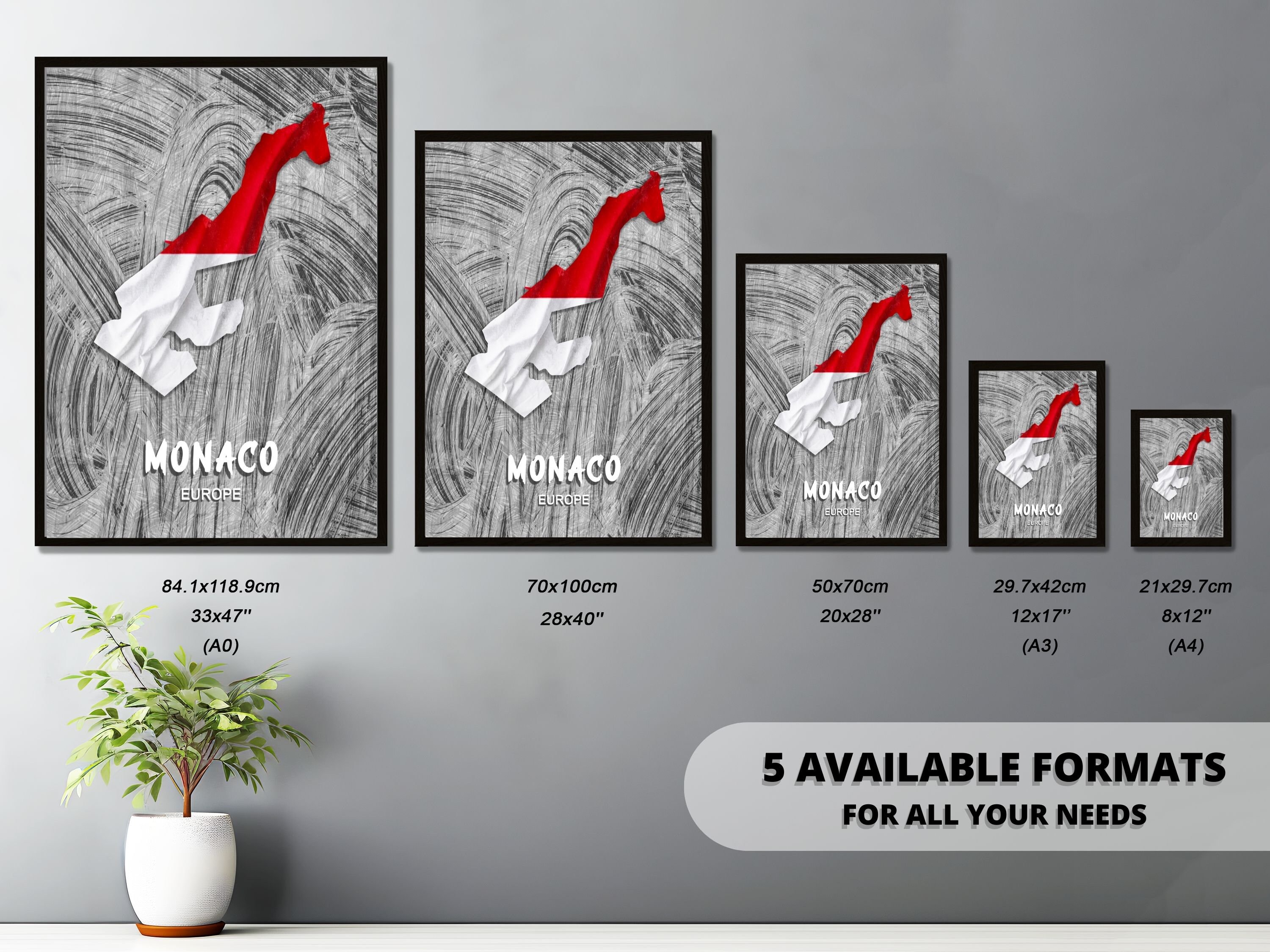 Monaco Country Map Poster Europe Flag Matte Paper - Etsy
