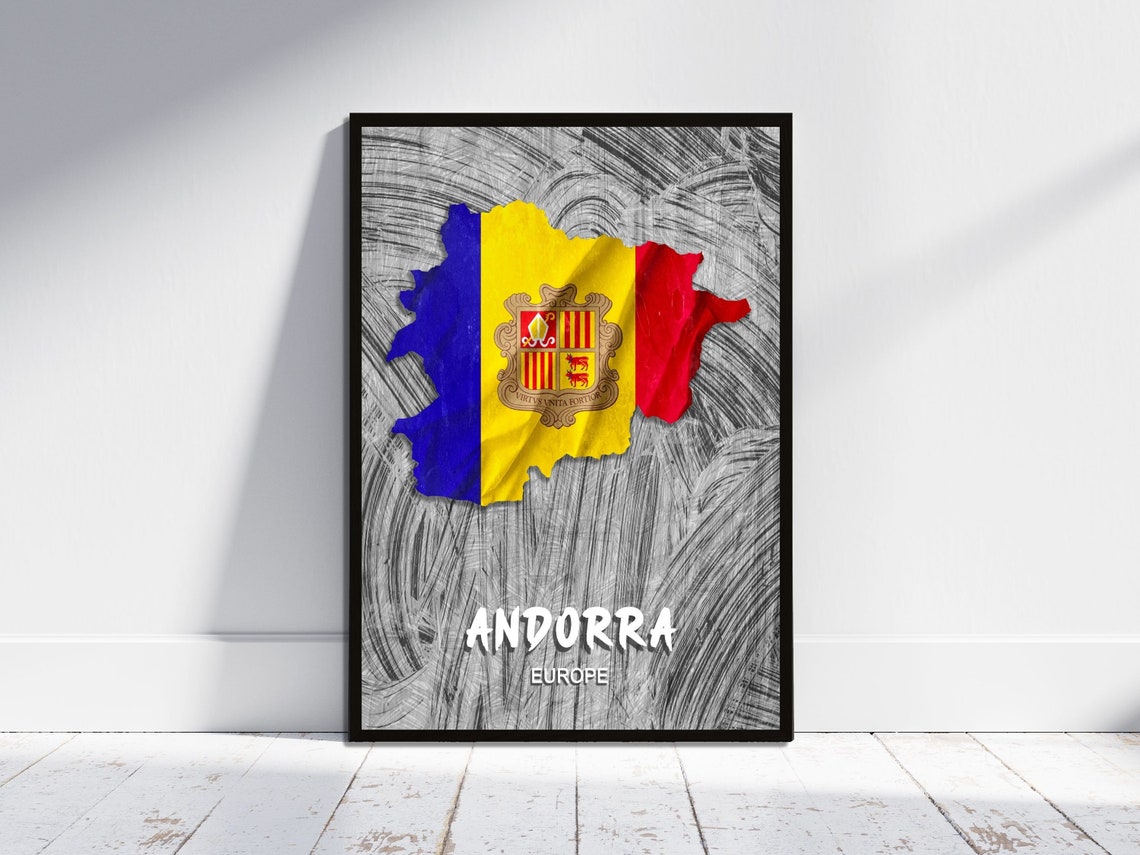 Andorra Country Map Poster Europe Flag Matte Paper - Etsy
