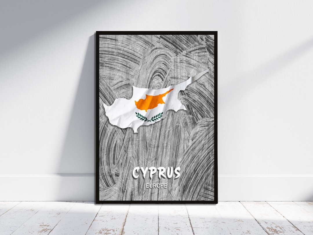 Cyprus Country Map Poster Europe Flag Matte Paper - Etsy