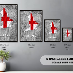 England Country Map Poster Europe Flag Matte Paper - Etsy