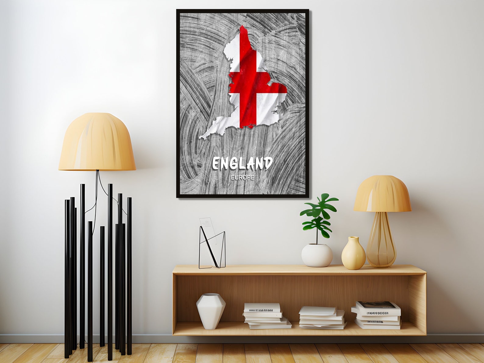 England Country Map Poster Europe Flag Matte Paper - Etsy