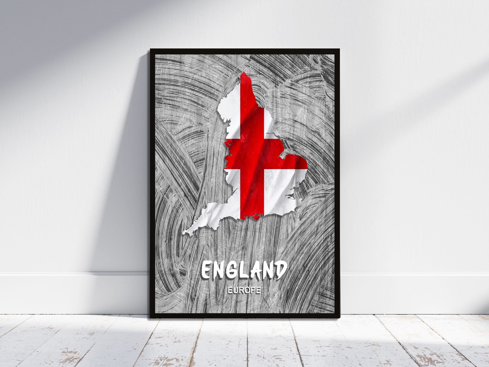 England Country Map Poster Europe Flag Matte Paper - Etsy