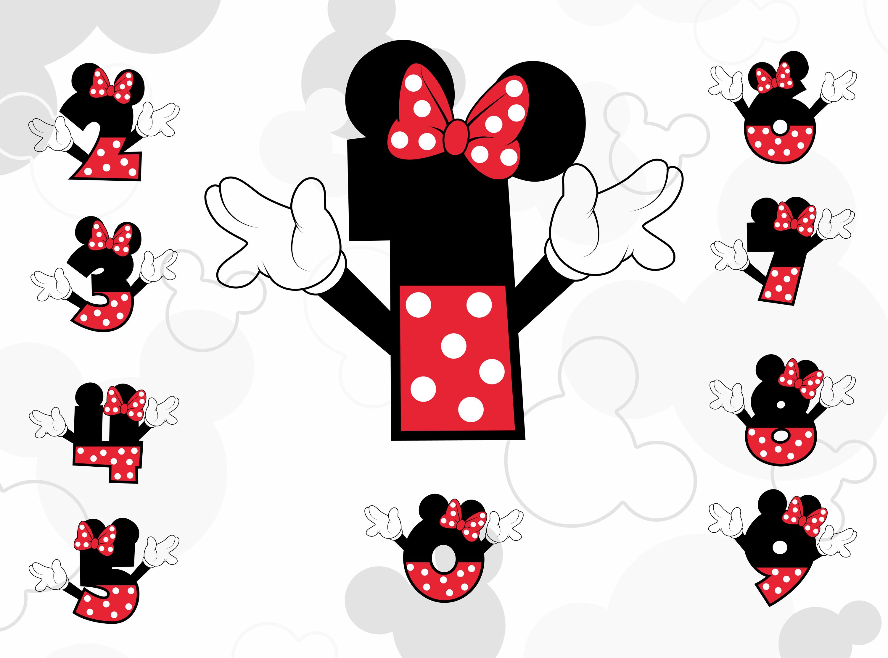 Instant Download Numbers, Minnie Mouse, Mickey Mouse, Numbers Clipart ...