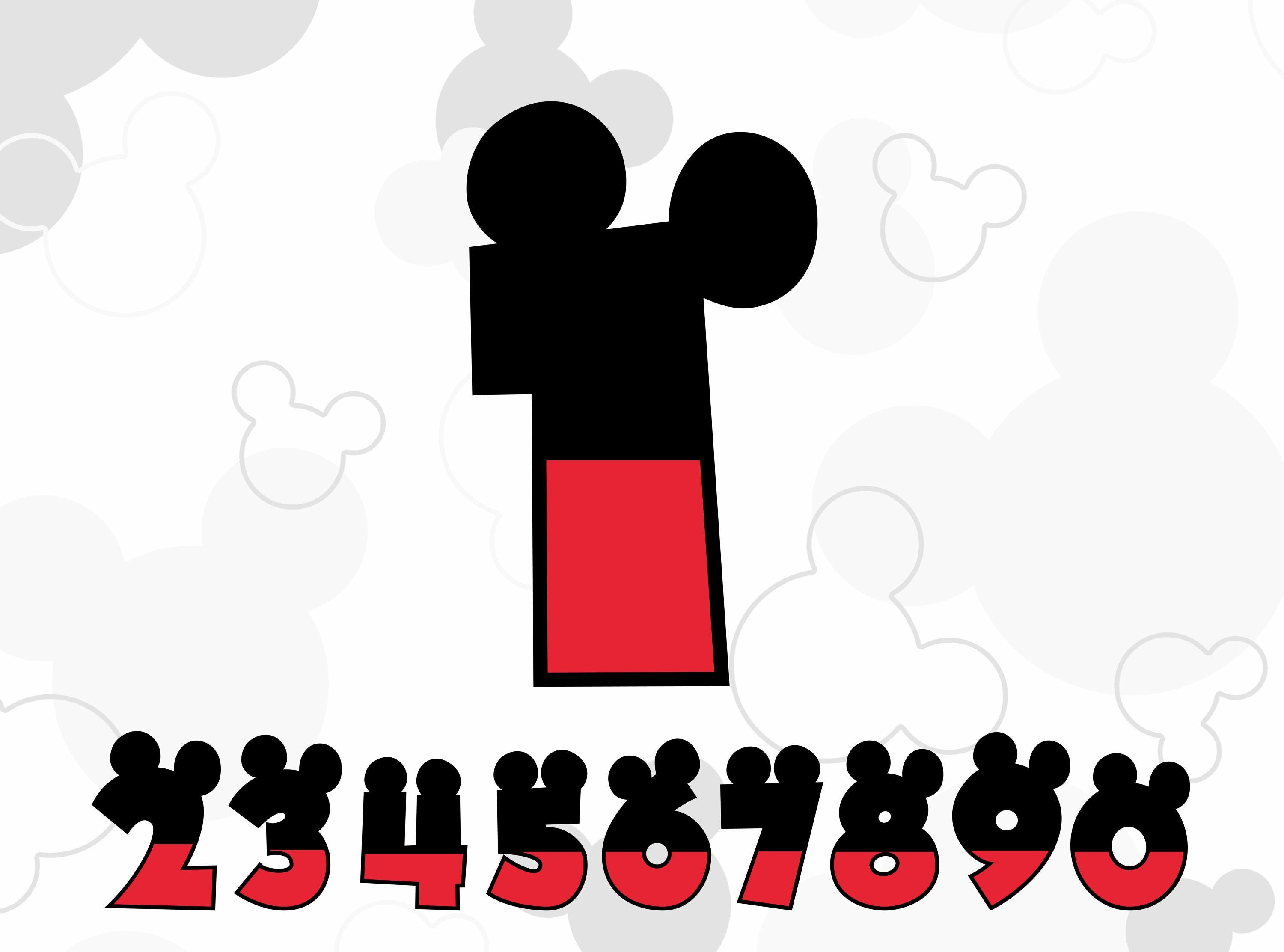 Instant Download Numbers, Minnie Mouse, Mickey Mouse, Numbers Clipart ...