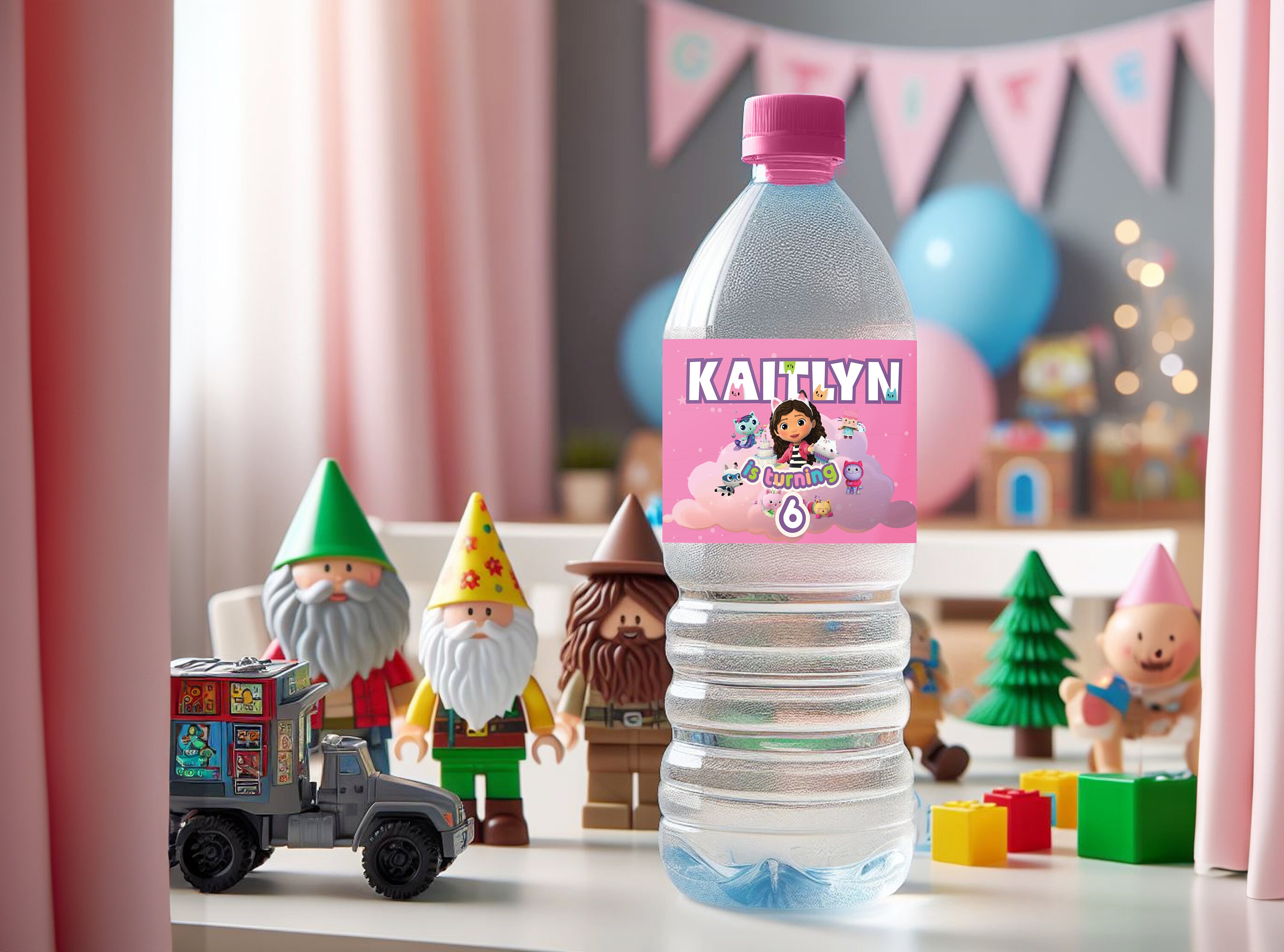 Gabby's Dollhouse Bottle Label With Custom Name Gabby's Dollhouse Party ...