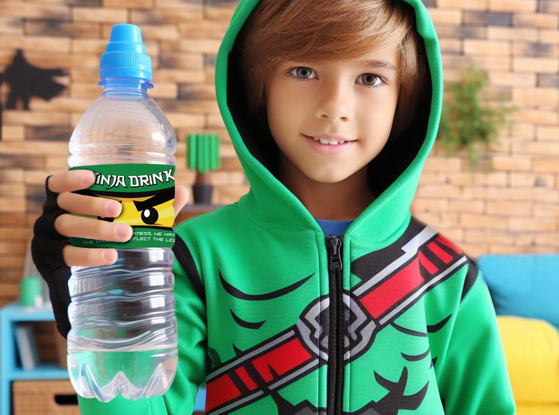 Custom Ninja Water Bottle Labels:, Custom Ninja NJO, Birthday Party ...