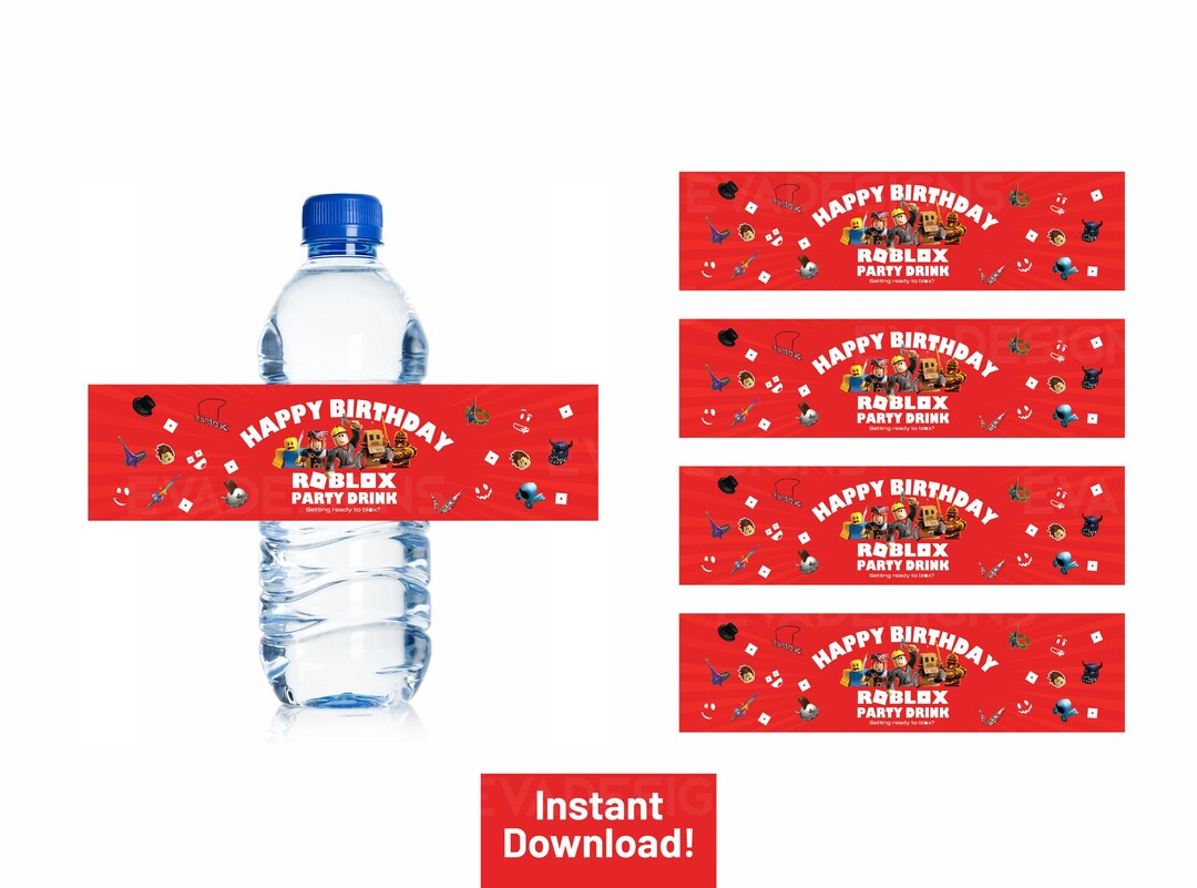 Custom Roblox Water Bottle Labels, Custom Roblox, Birthday, Blocks ...