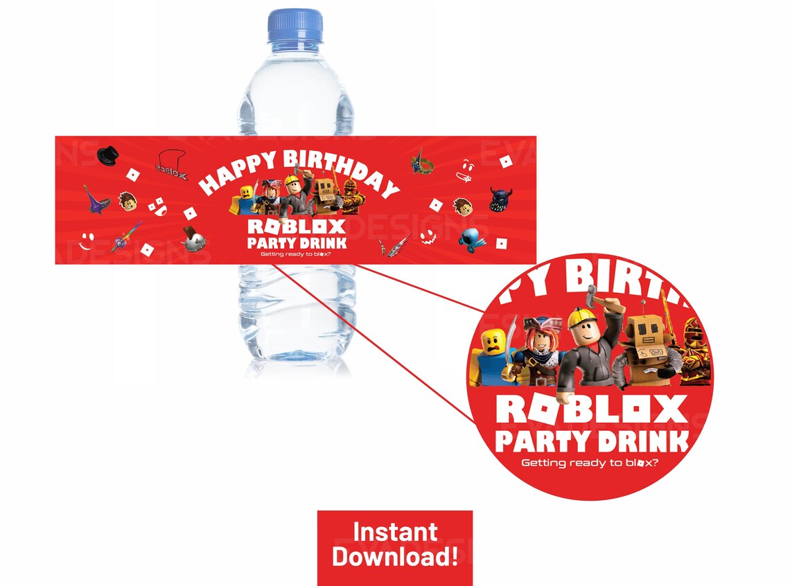 Custom Roblox Water Bottle Labels, Custom Roblox, Birthday, Blocks ...