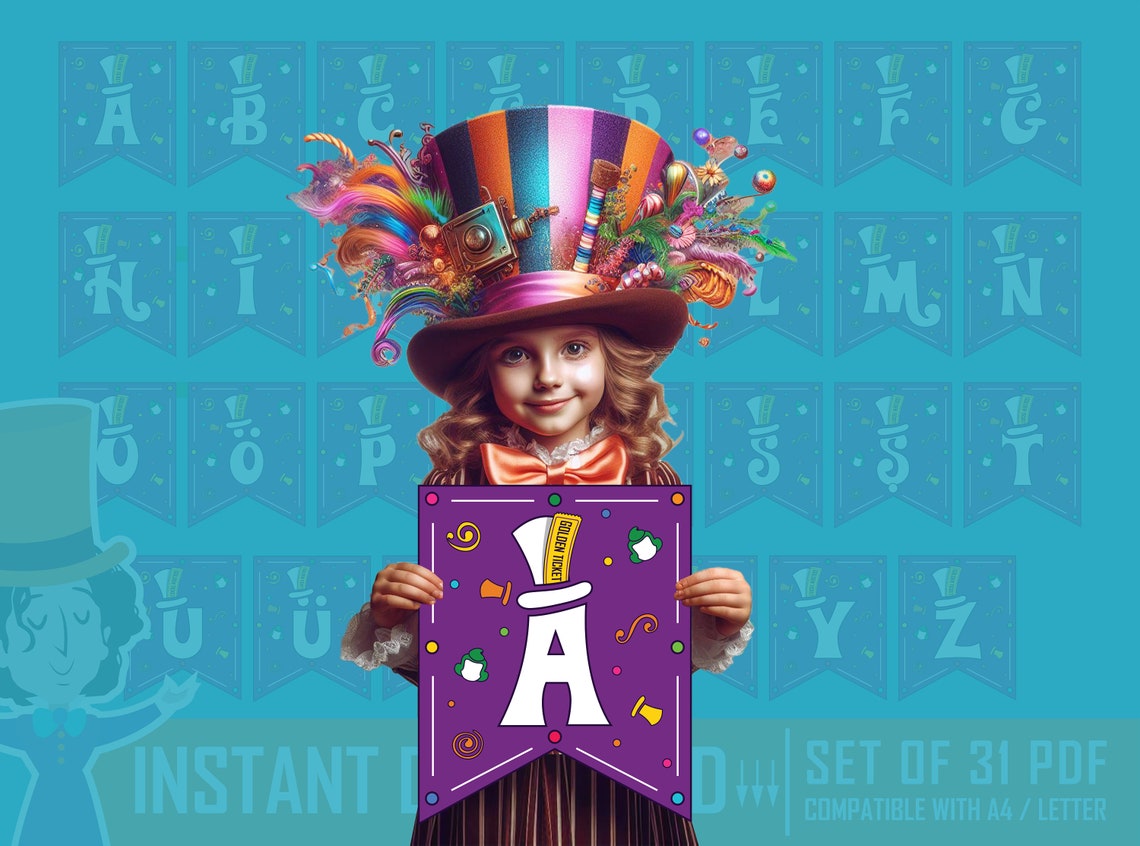 Custom Wonka Birthday Banner / Flag Letters (high Resolution), Custom ...