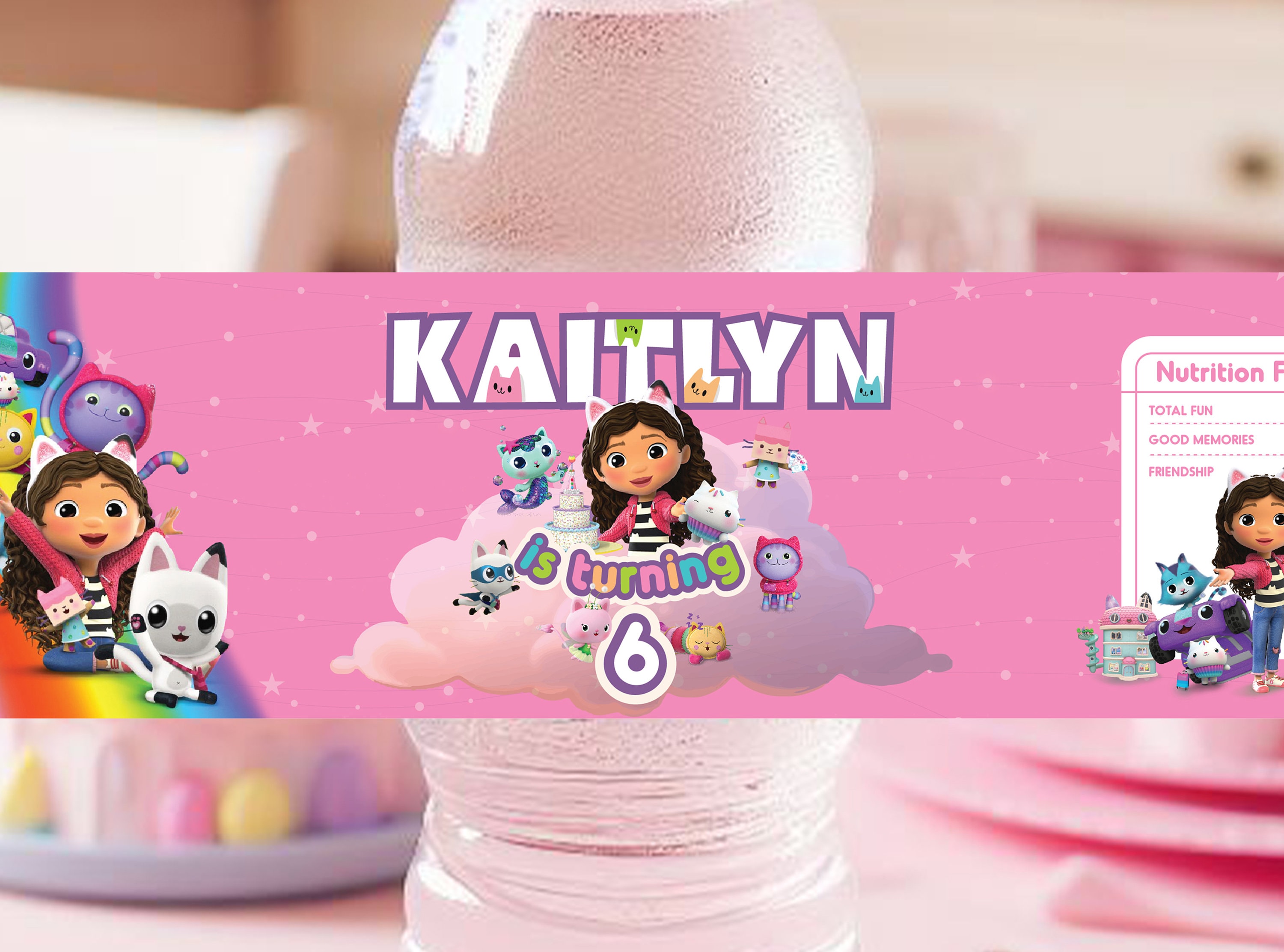 Gabby's Dollhouse Bottle Label With Custom Name Gabby's Dollhouse Party ...