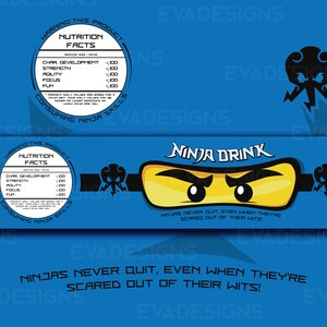 Custom Ninja Water Bottle Labels:, Custom Ninja NJO, Birthday Party ...