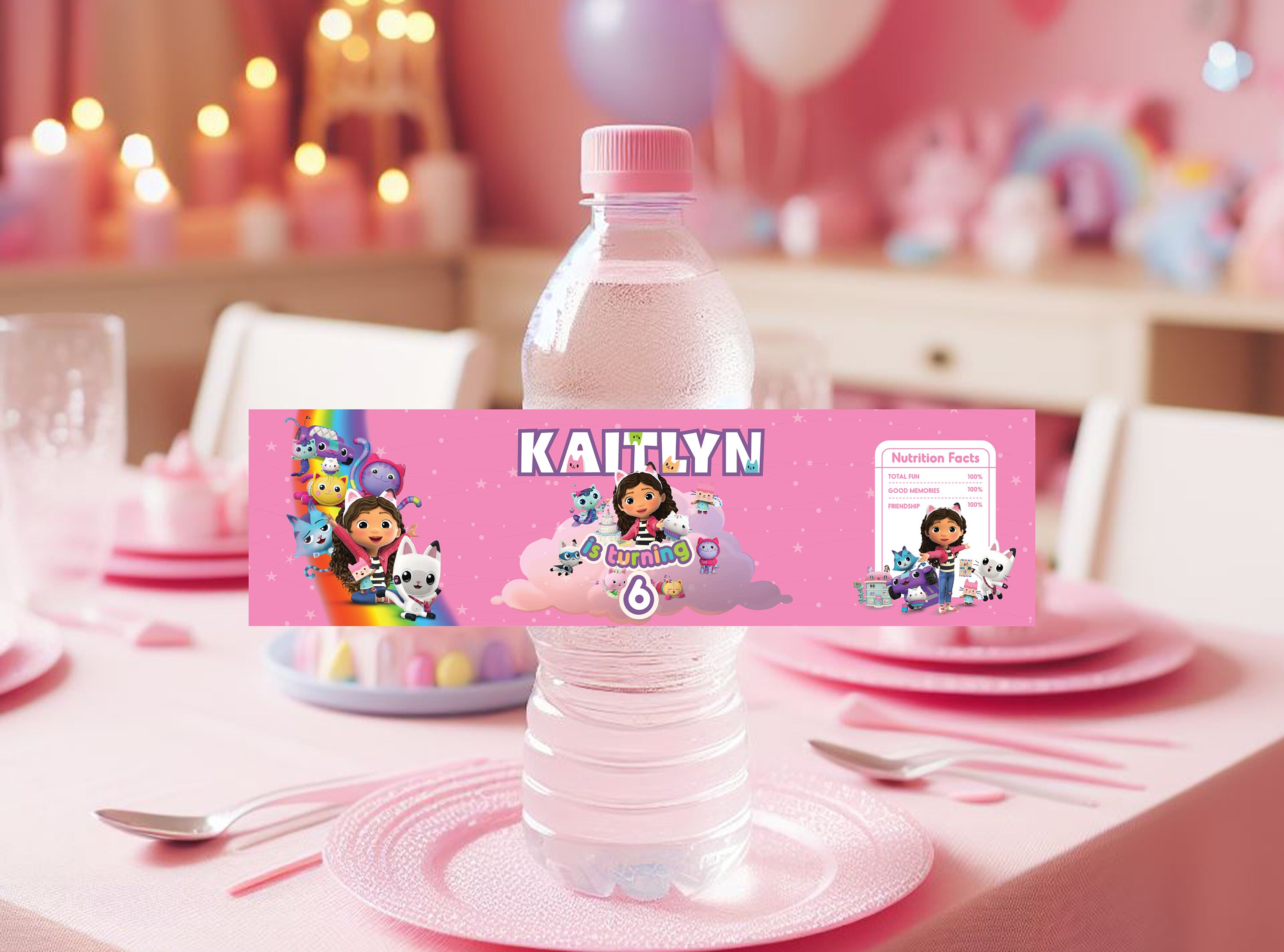 Gabby's Dollhouse Bottle Label With Custom Name Gabby's Dollhouse Party ...