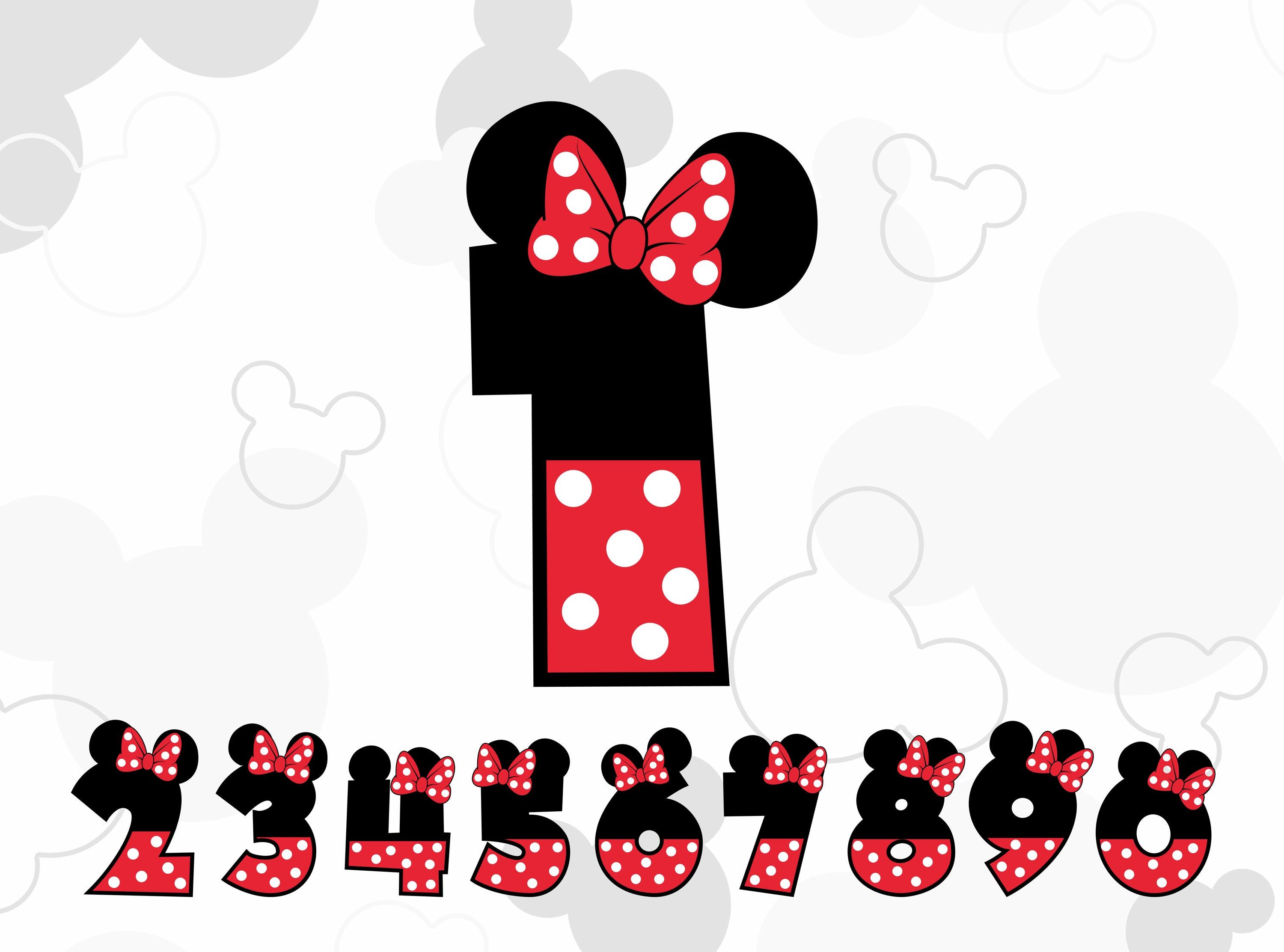 Instant Download Numbers, Minnie Mouse, Mickey Mouse, Numbers Clipart ...