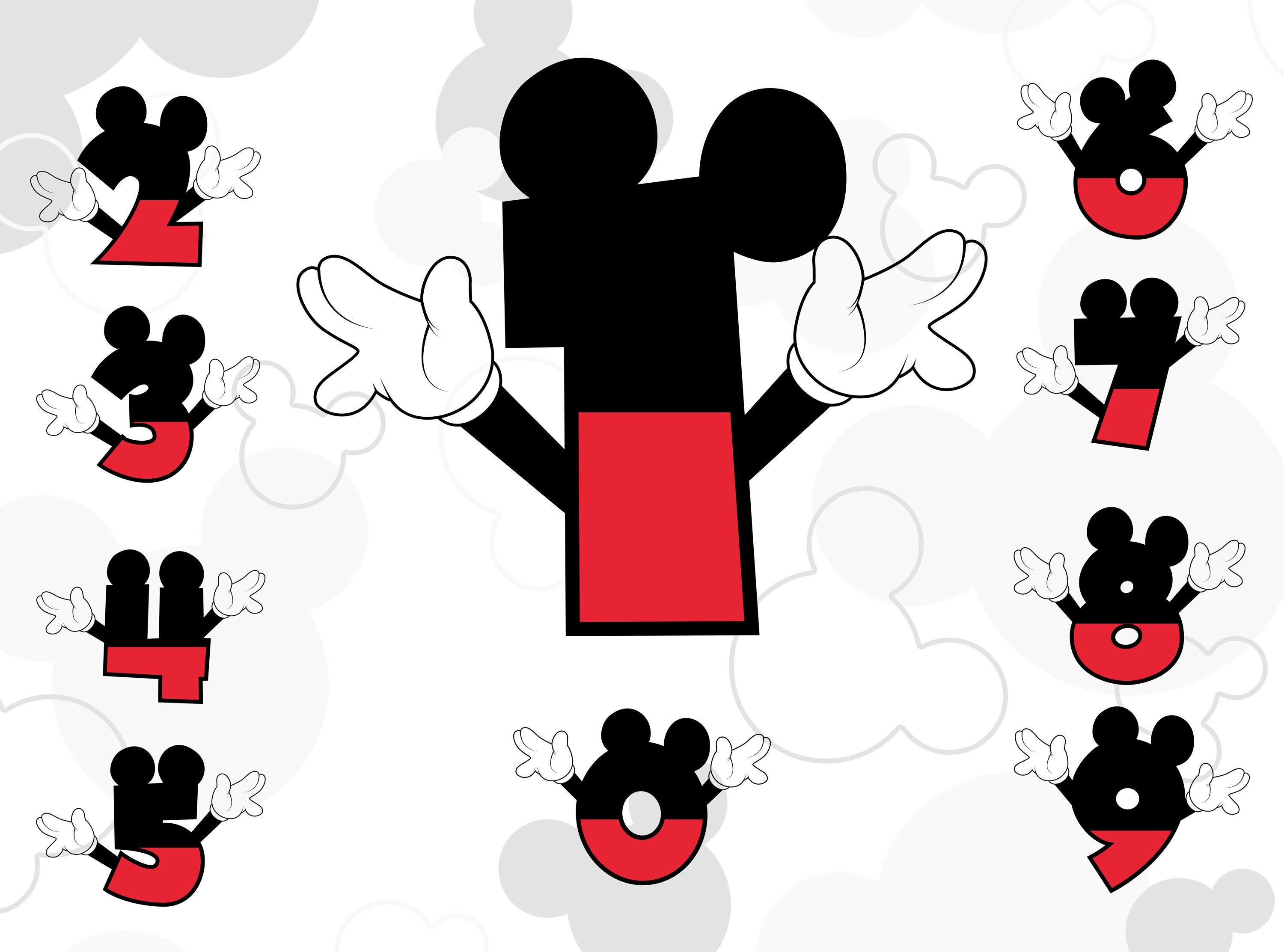 Instant Download Numbers, Minnie Mouse, Mickey Mouse, Numbers Clipart ...
