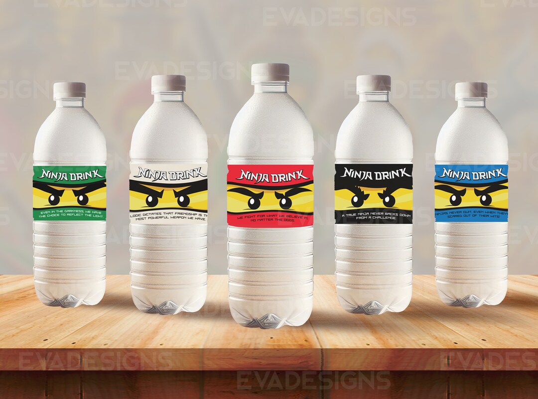 Custom Ninja Water Bottle Labels:, Custom Ninja NJO, Birthday Party ...