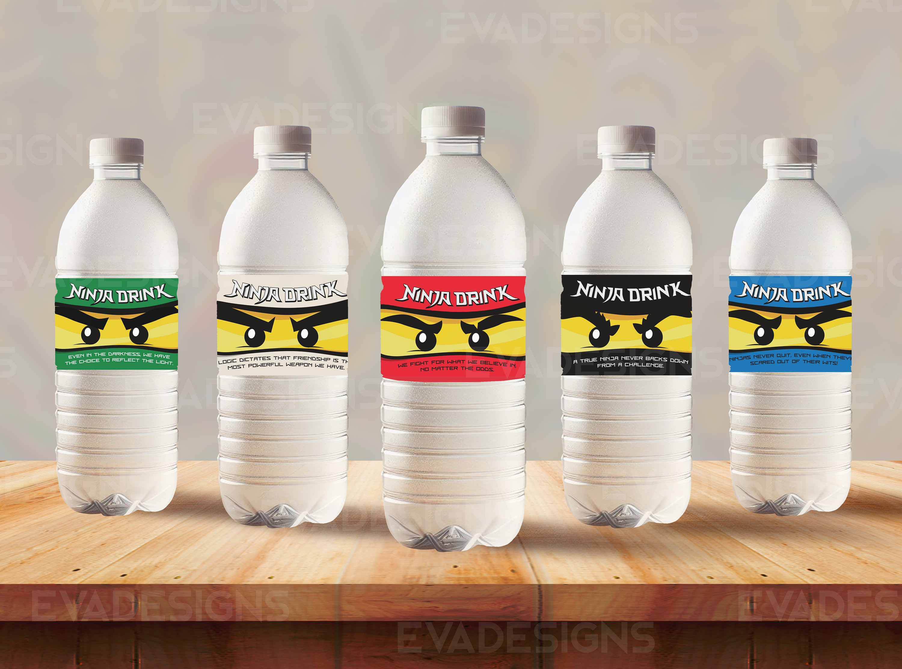 Custom Ninja Water Bottle Labels:, Custom Ninja NJO, Birthday Party ...