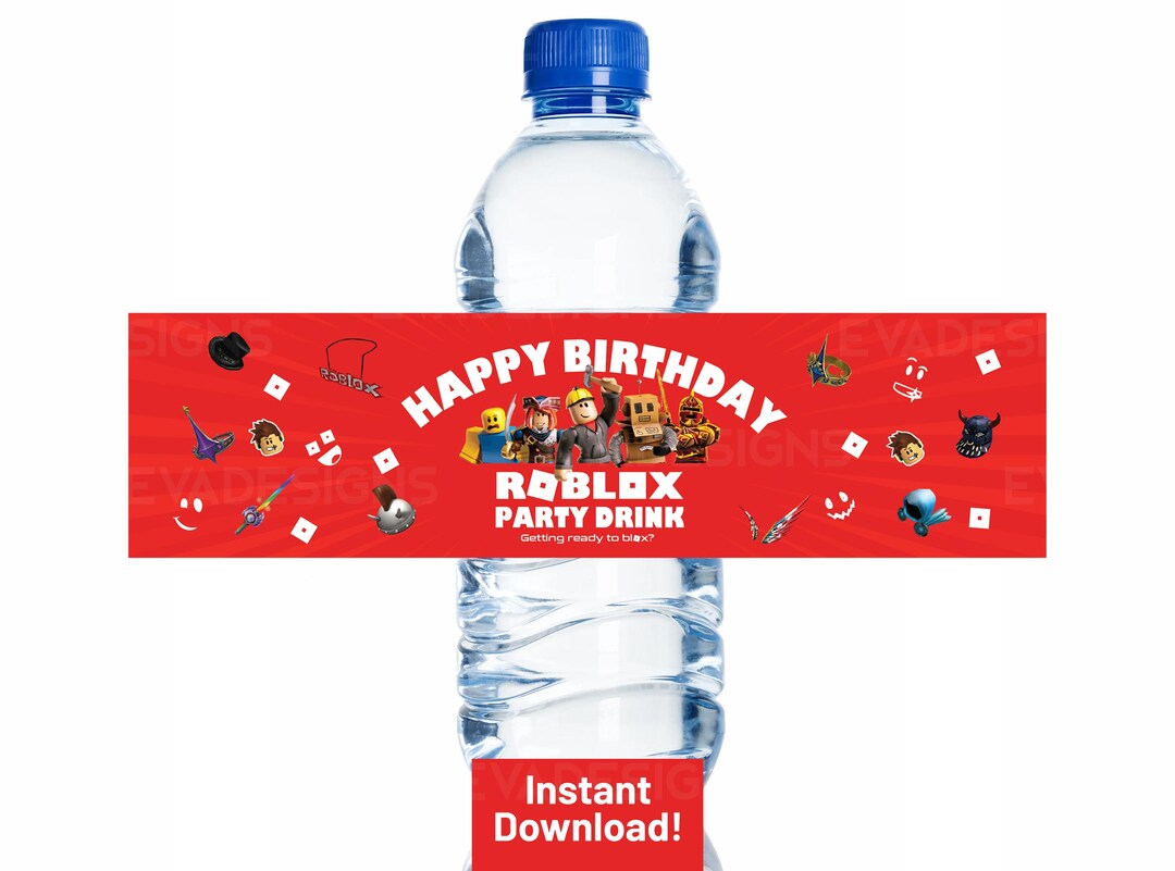 Custom Roblox Water Bottle Labels, Custom Roblox, Birthday, Blocks ...