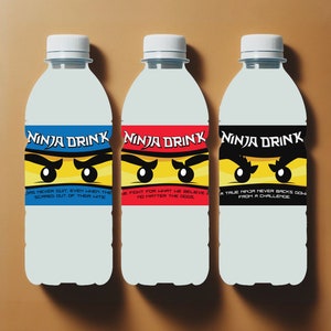 Custom Ninja Water Bottle Labels:, Custom Ninja NJO, Birthday Party ...