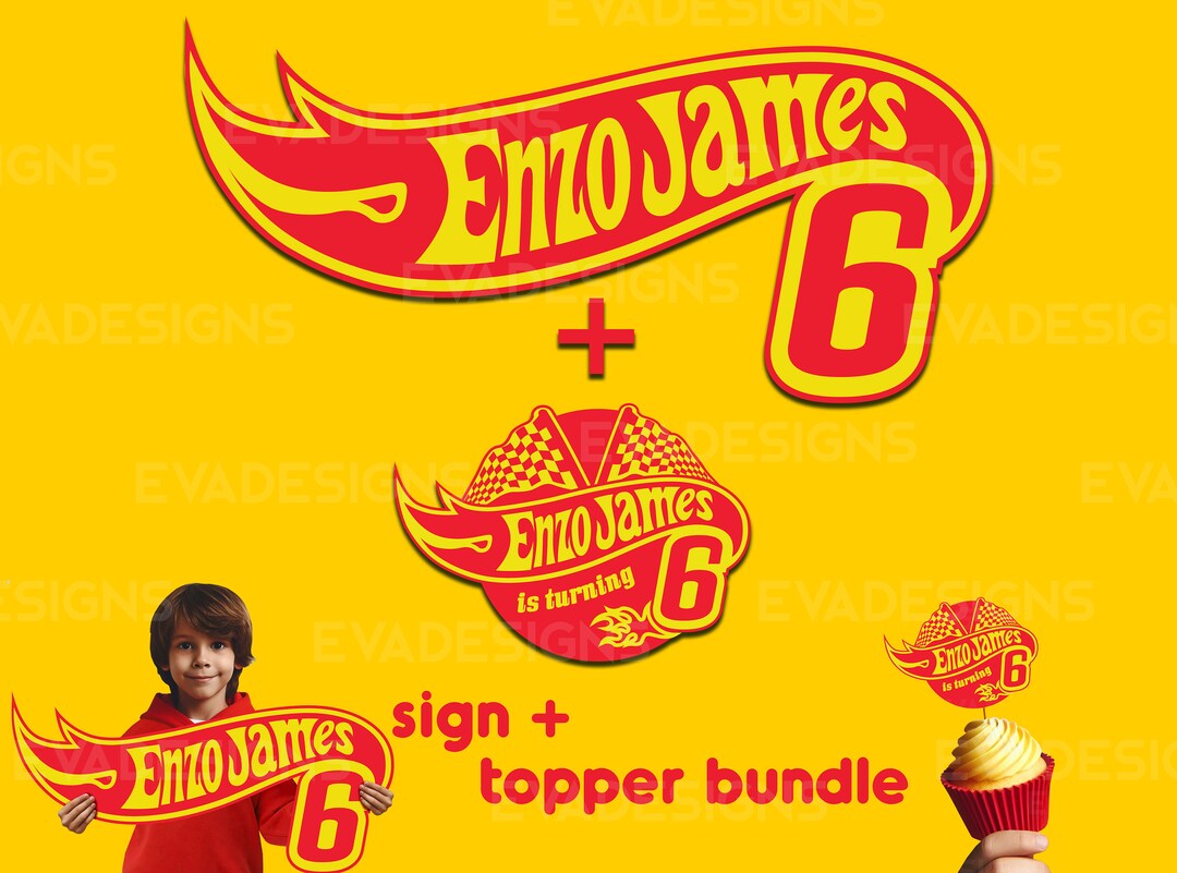 New Design! Bundle! Hot Car Wheels LOGO Sign With Custom Name (high ...