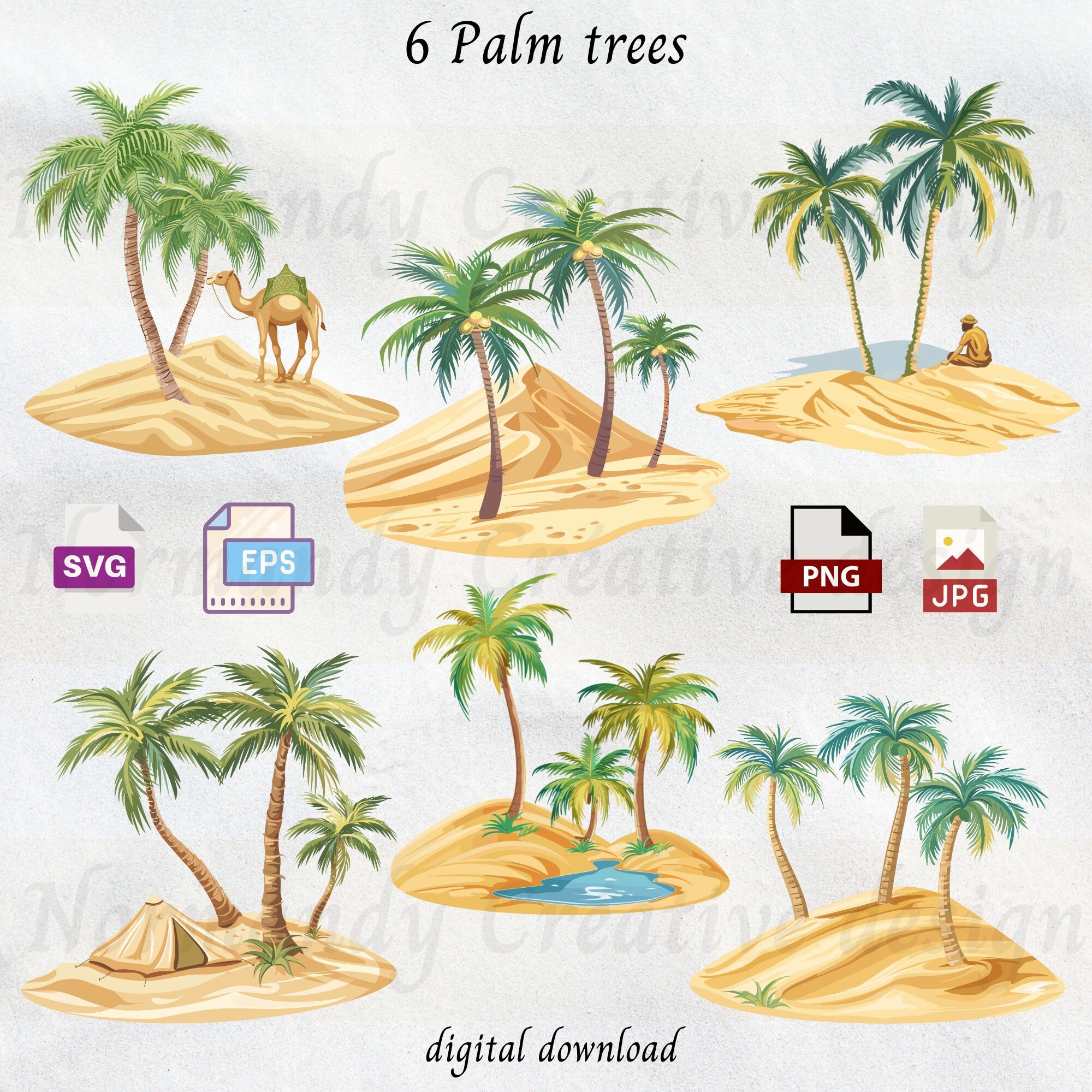 Palm Trees SVG, Colored Palm Trees in Svg Eps Png and Jpg, Summer SVG ...