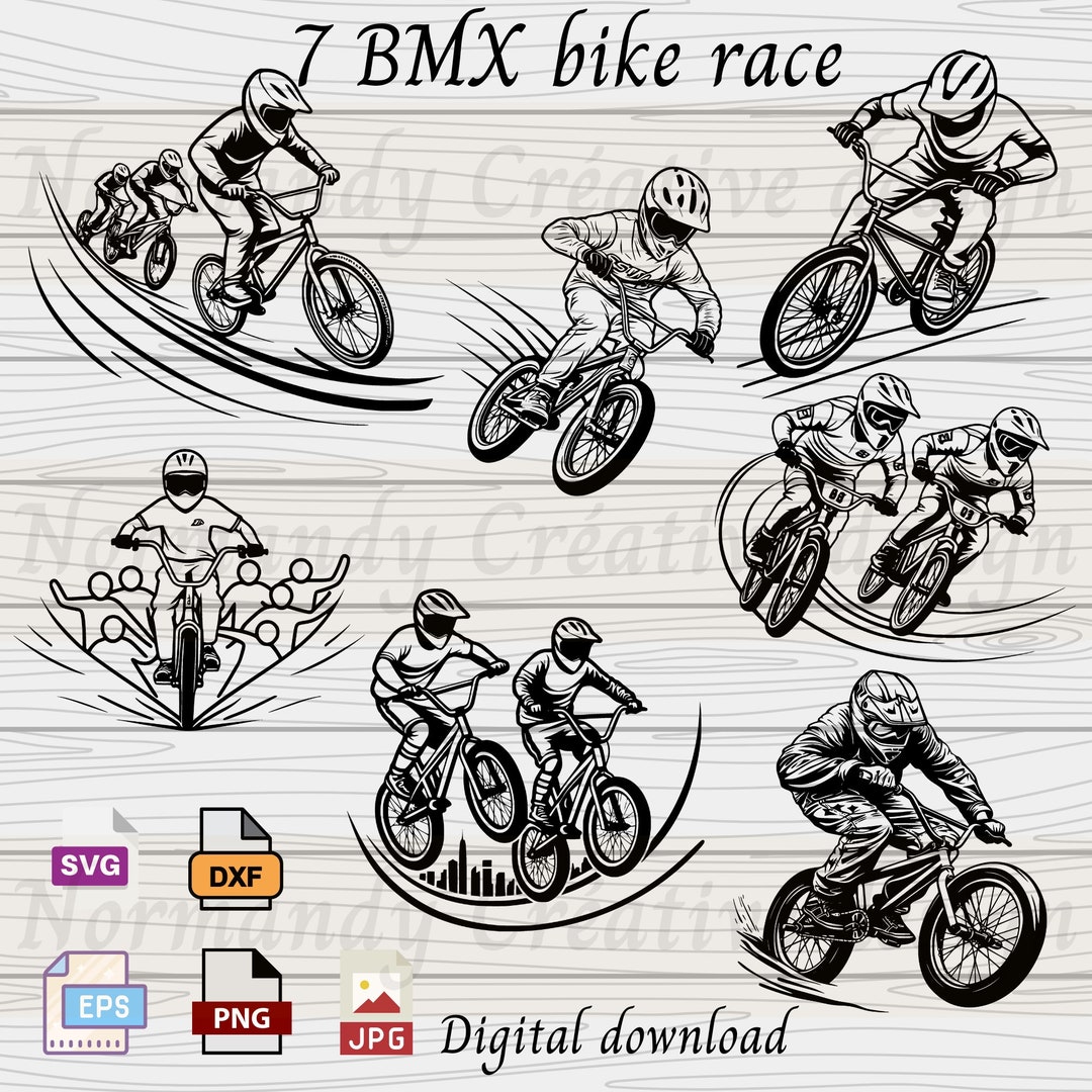 BMX Bike Svg, 7 Bmx Race Svg Dxf Eps Png and Jpg, Bike Svg, BMX Svg ...