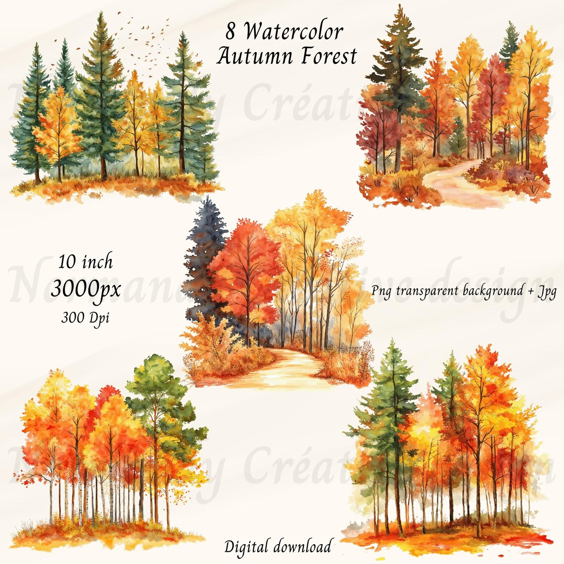 Watercolor Autumn, Autumn Forest Clipart Png Transparent Background and ...