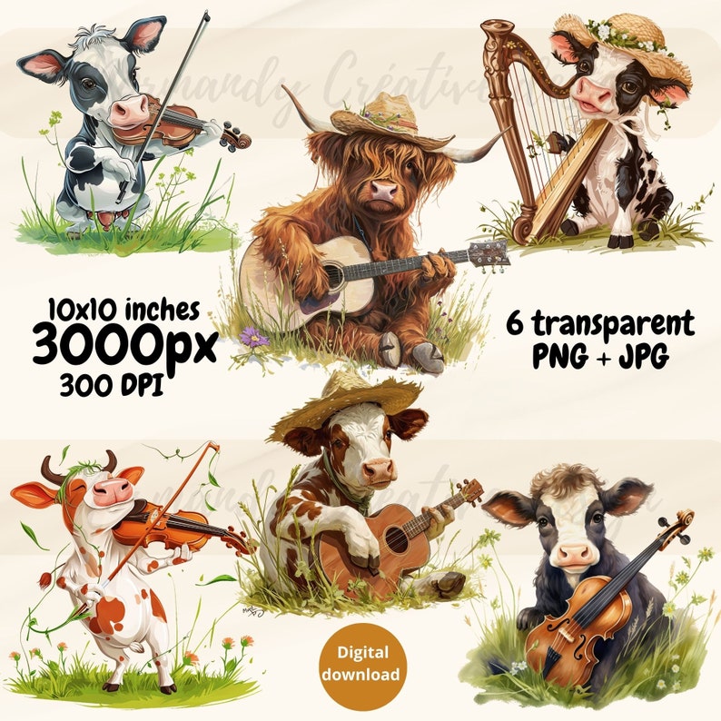 Cows Clipart, Funny Cows Set in Png ,and Jpg, Farm Animals, Cows ...