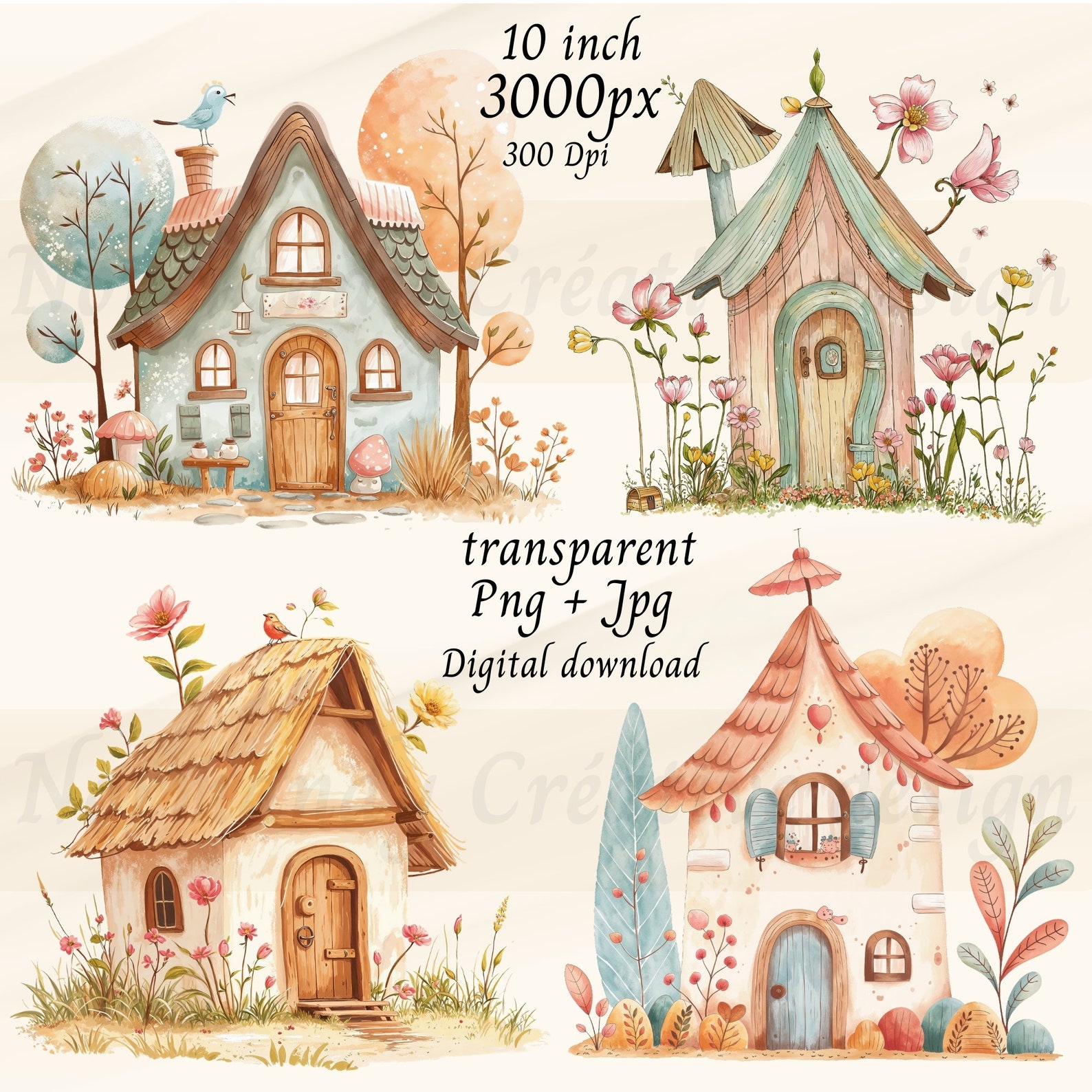 Cute House Clipart, Cute Fairy House Png Transparent Background and Jpg ...