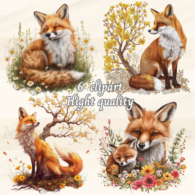 Fox Clipart Set, Cute Woodland Fox PNG and JPG, Woodland Animal, Baby ...