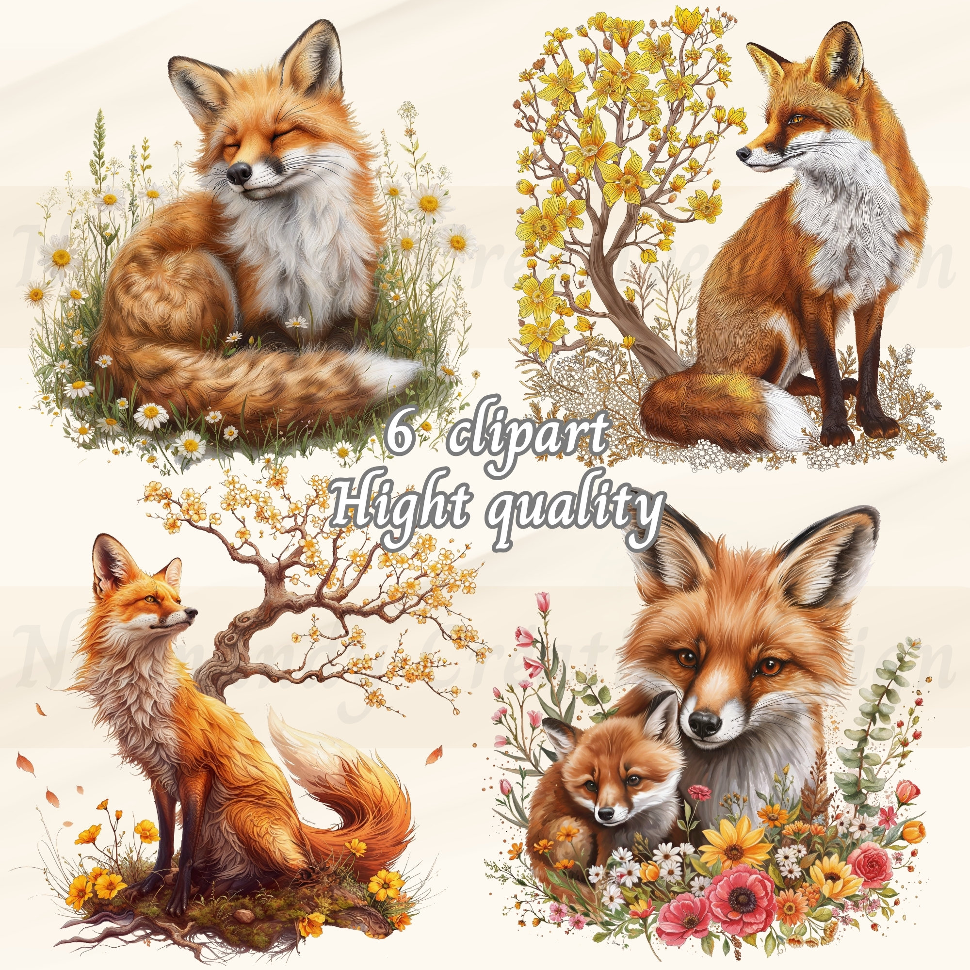 Fox Clipart Set, Cute Woodland Fox PNG and JPG, Woodland Animal, Baby ...