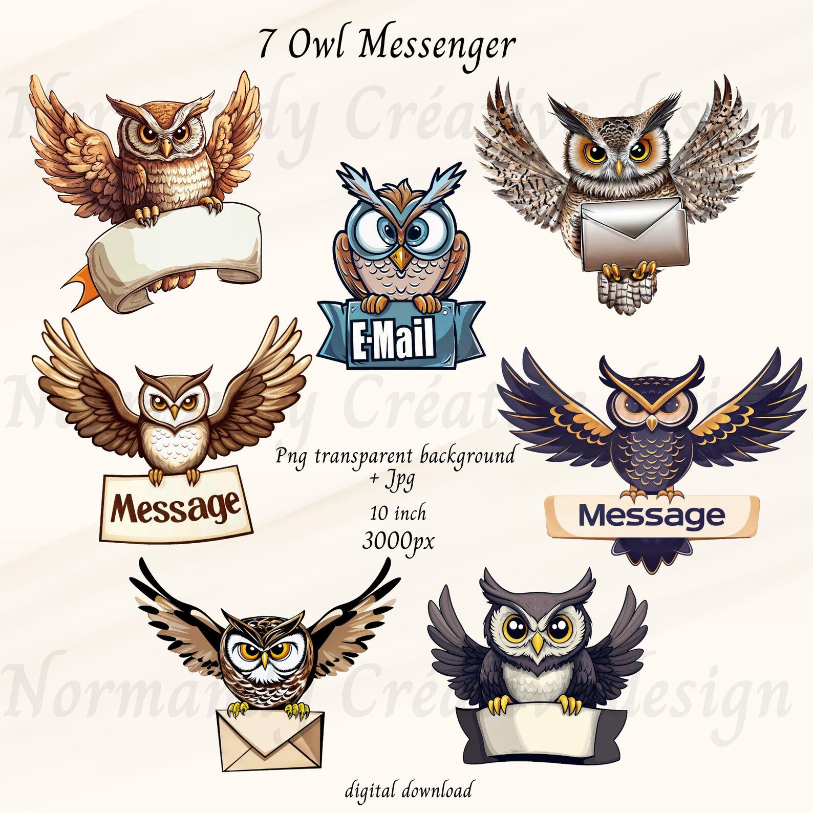 Cute Owl Clipart, 7 Owl Messenger Clipart, Owl Png and Jpeg, Owl Clip ...