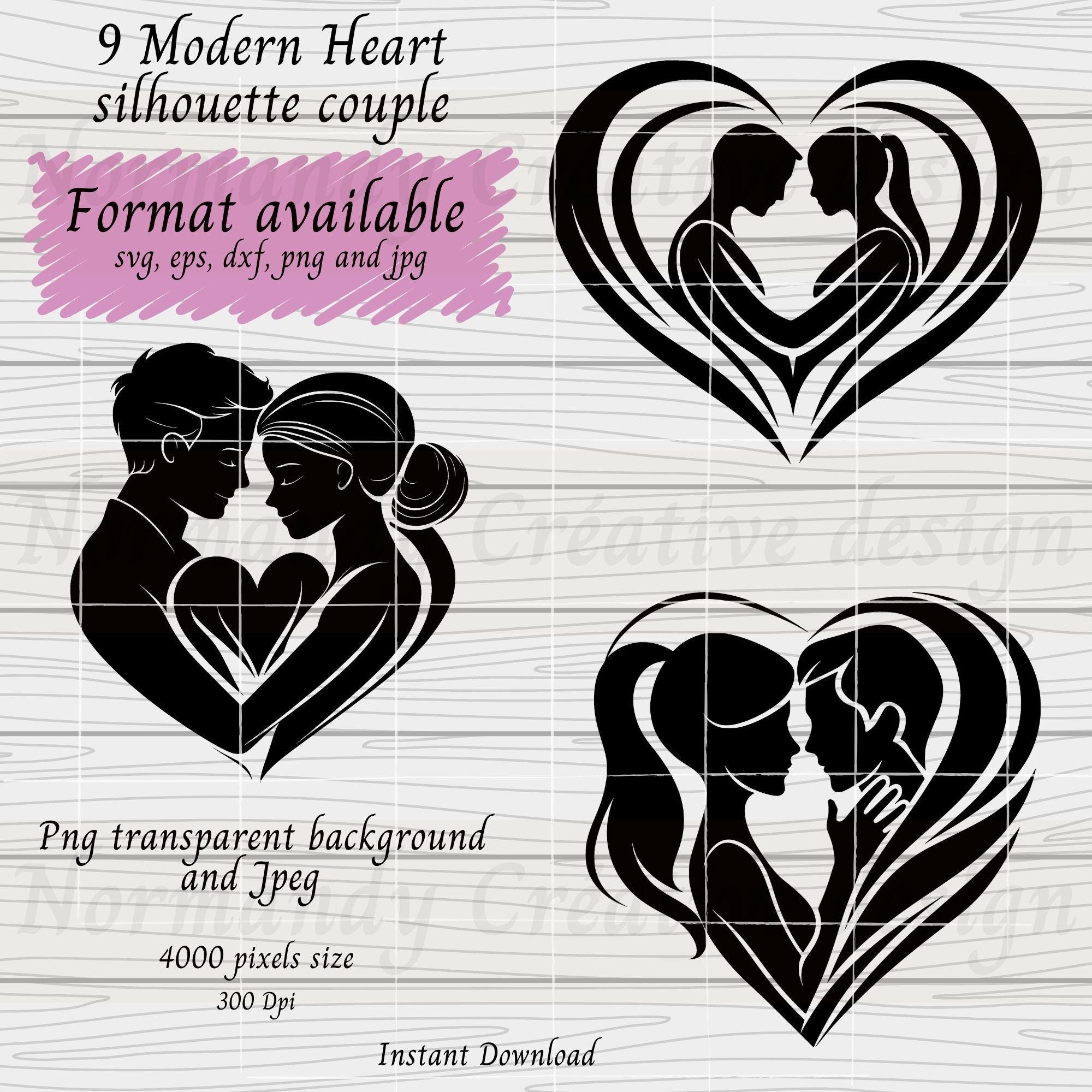 Valentine Svg Heart, 9 Heart Svg Eps Dxf Png and Jpeg, Couple Heart Svg ...
