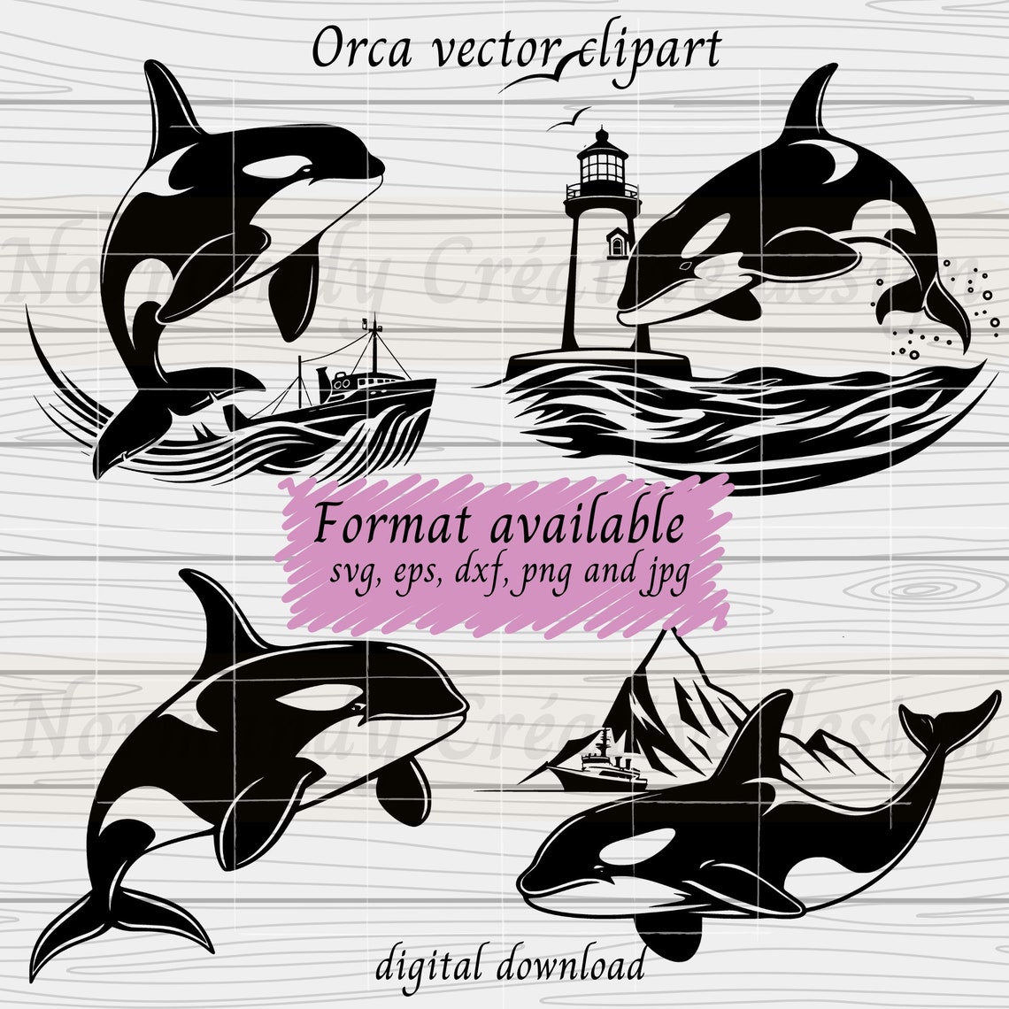 Orca Svg, 11 Whale SVG Bundle and Eps Dxf Png Jpg, Sea Animals Clipart ...