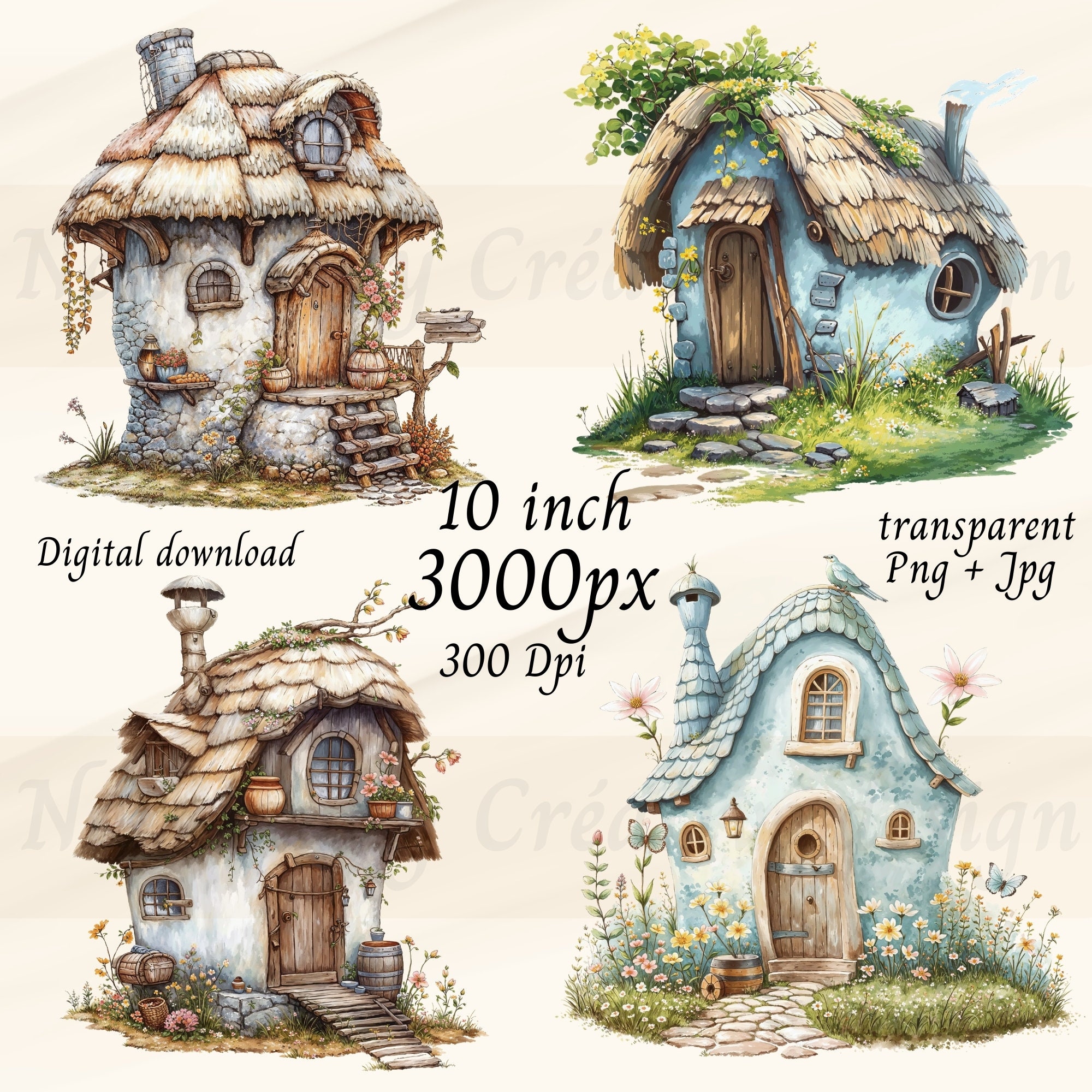 Cute House Clipart, 9 Cute Fairy House, Cottage Clipart Png and Jpg ...